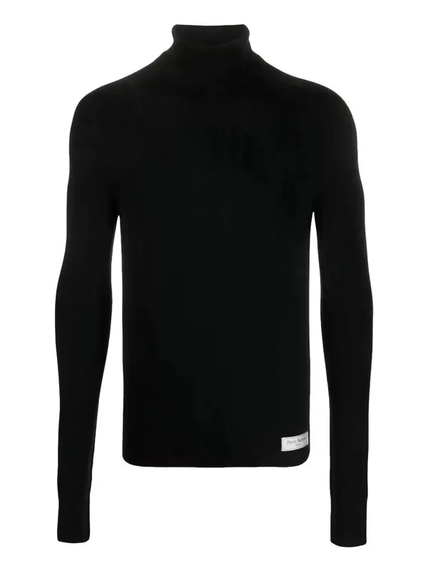 Balmain Logo Patch Ribbed-knit Jumper - Black