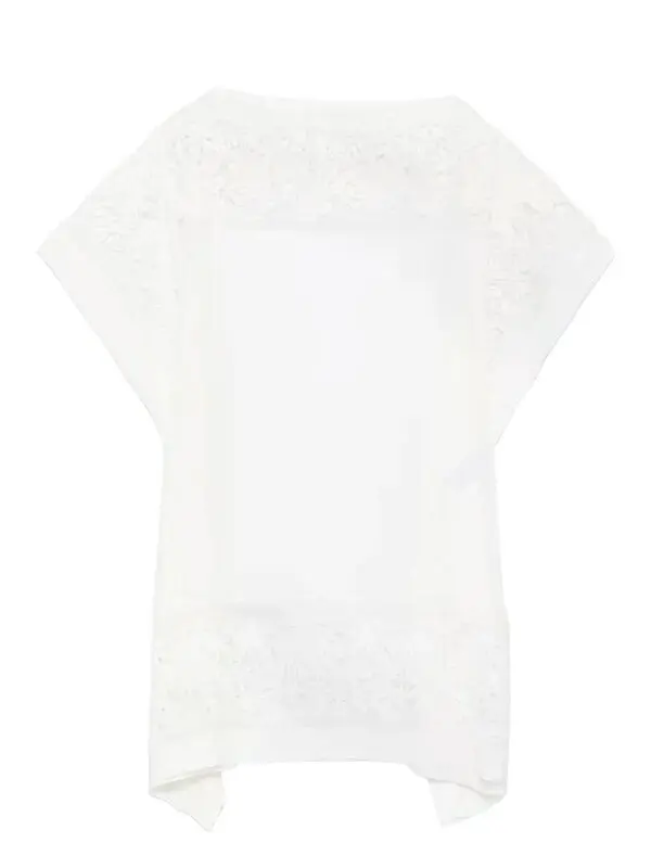 Ermanno Scervino Silk Dress With Floral Lace Detailing - White