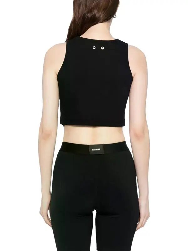 TEAM WANG DESIGN Ribbed Knit Logo Tank Top - Black