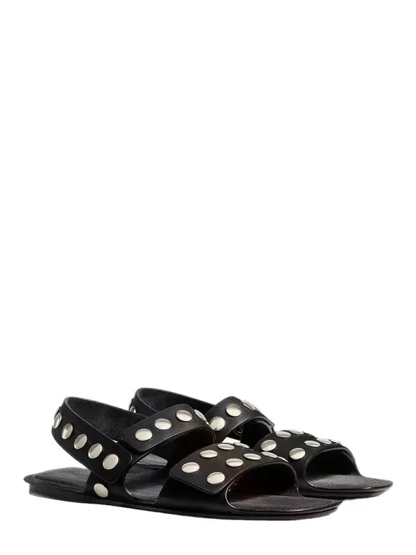 Khaite Boden Flat Sandals With Stud Detailing - Black