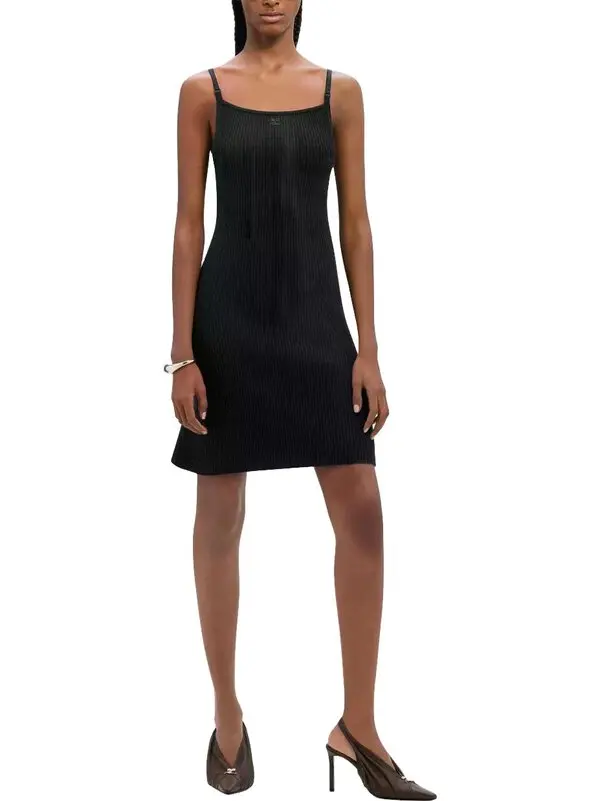 COURREGES Ribbed-knit Mini Dress - Black