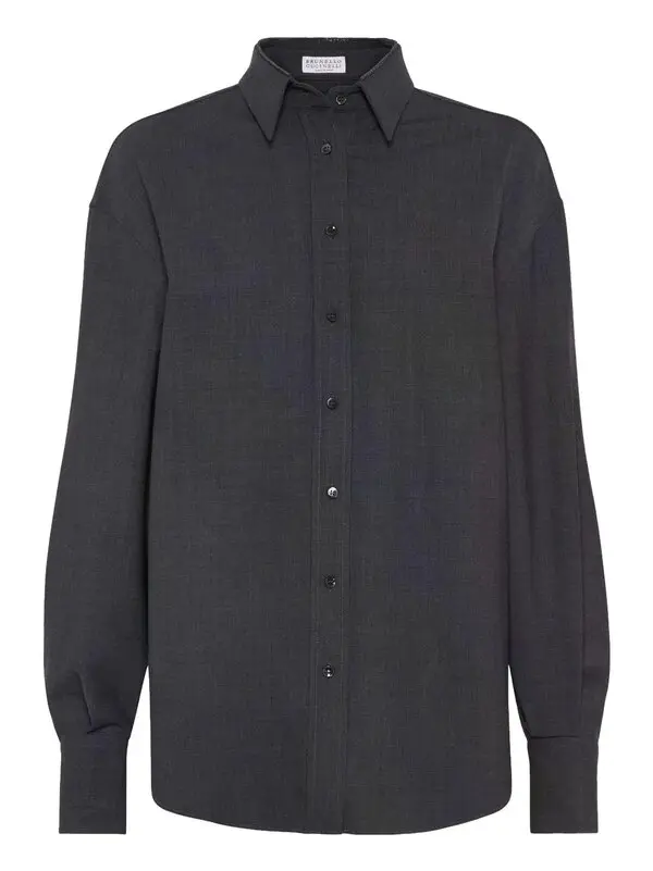 Brunello Cucinelli Monili Detail Long Sleeve Shirt - Grey