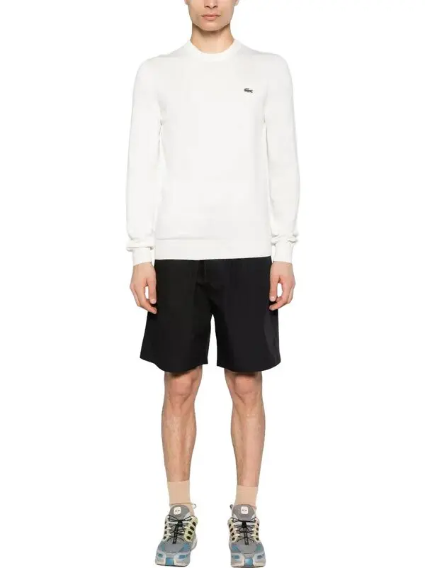Lacoste Logo-patch Ribbed-knit Jumper - Neutrals