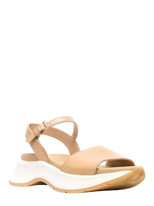 Hogan Open-toe Leather Sandals With Ankle Strap - Neutrals