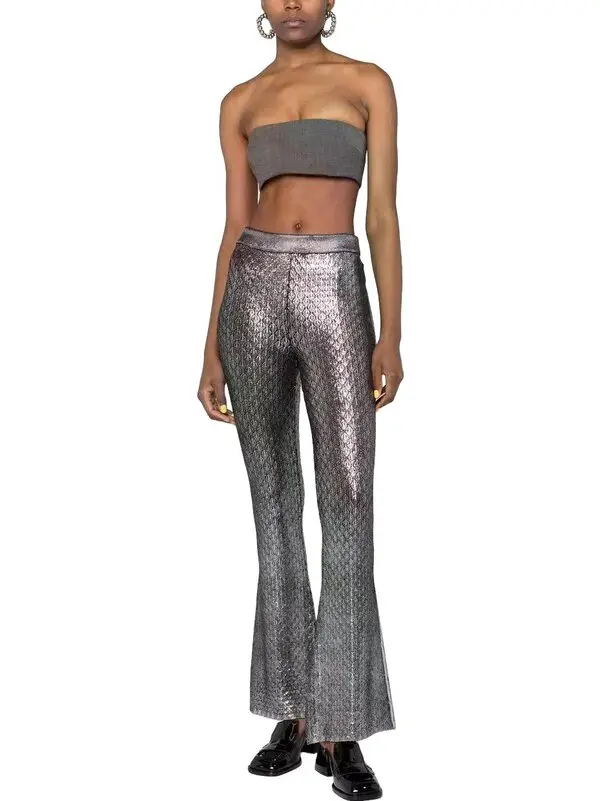 Rabanne High Waist Flared Trousers - Silver