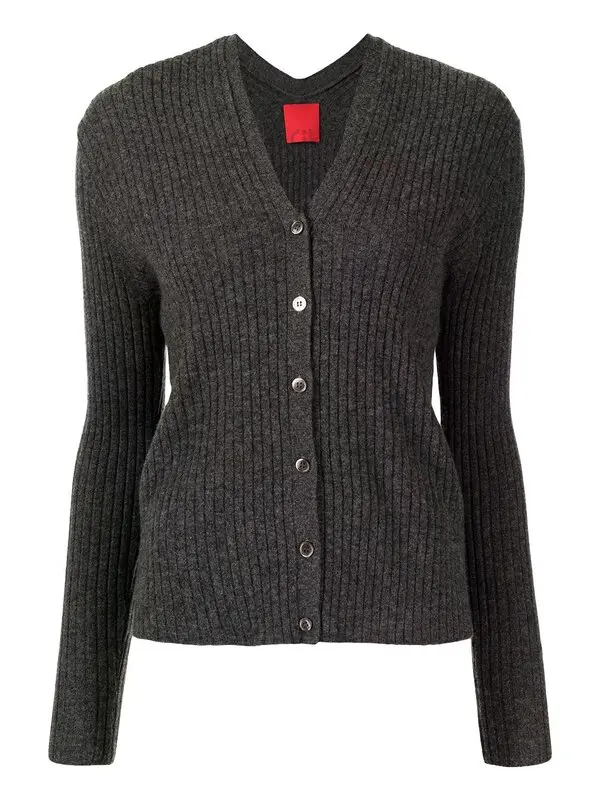Cashmere In Love Ribbed-knit Cropped Cardigan - Grey