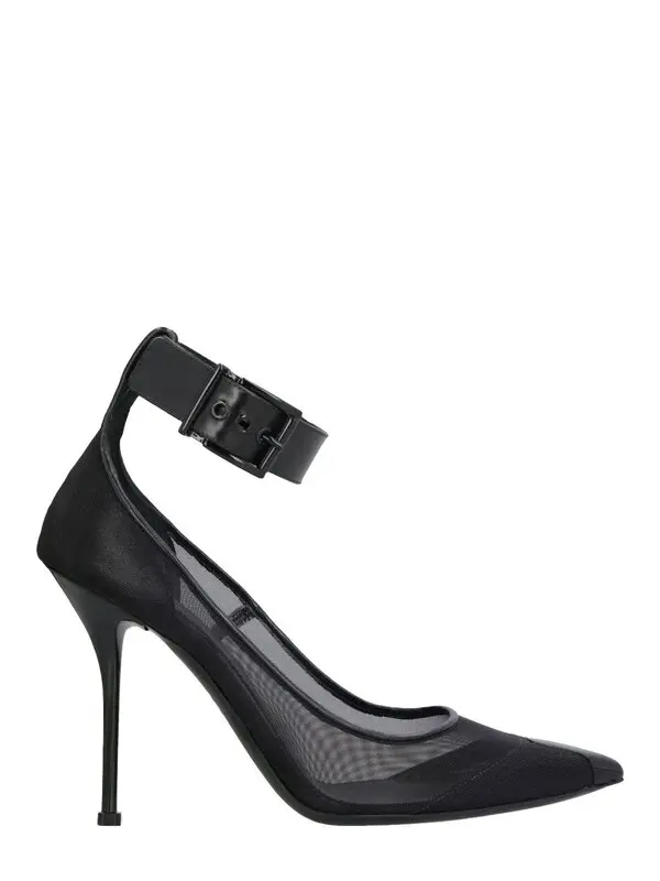 Alexander McQueen 85mm Mesh Pumps With Ankle Strap - Black