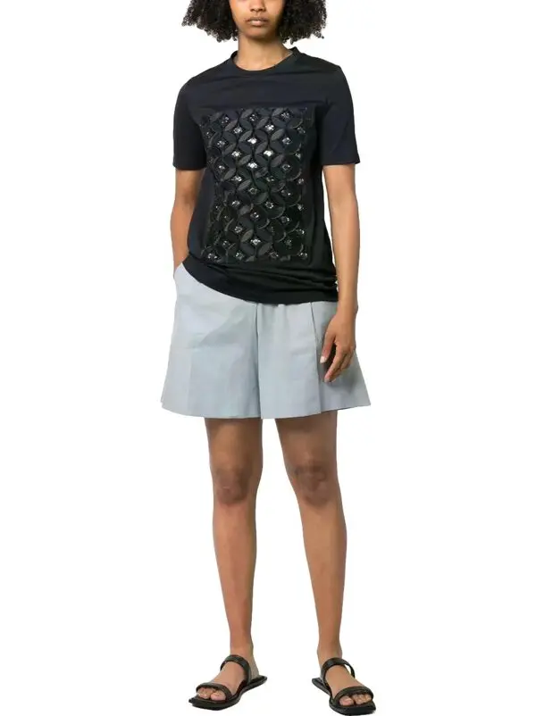 Fabiana Filippi Jacquard Embellished Crew Neck T-shirt - Blue