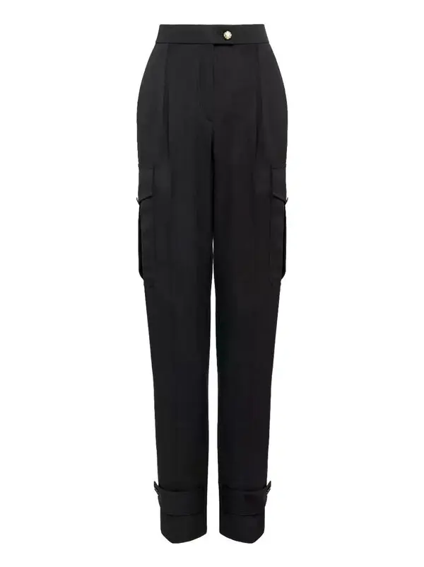 Alexander McQueen High-waisted Wool Trousers With Embossed Gold-tone Buttons - Black