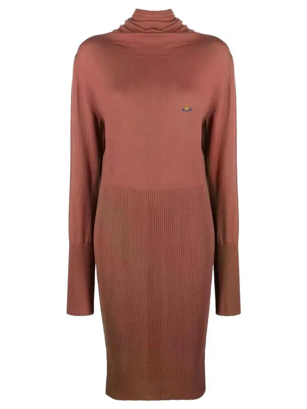 VIVIENNE WESTWOOD Bea Orb-embroidered Knitted Dress - Orange
