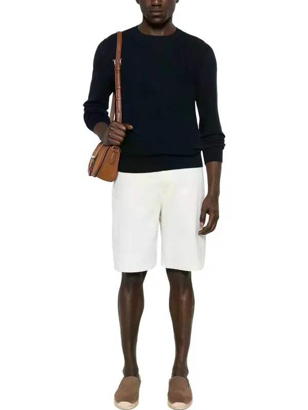 Canali Basket-weave Crew Neck Sweater - Blue