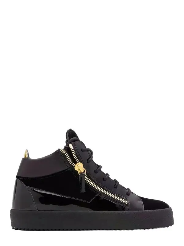 GIUSEPPE ZANOTTI Kriss Velvet Mid-top Sneakers - Black
