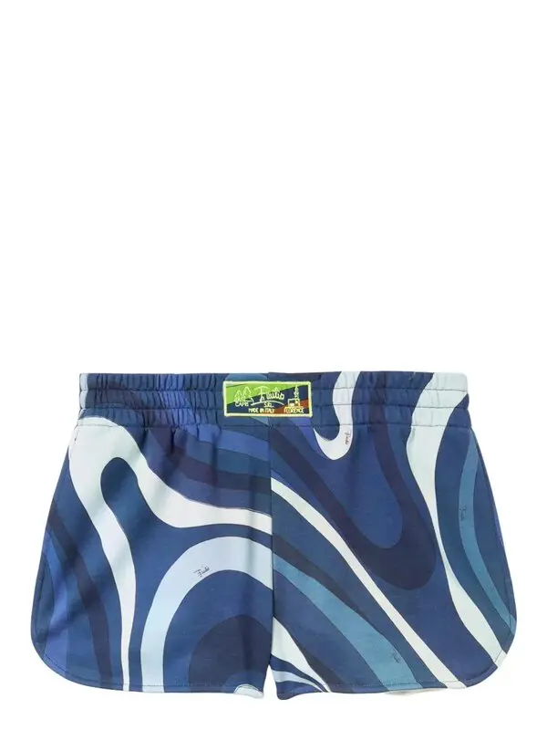 Emilio Pucci Marmo-print Elasticated Waistband Shorts - Blue