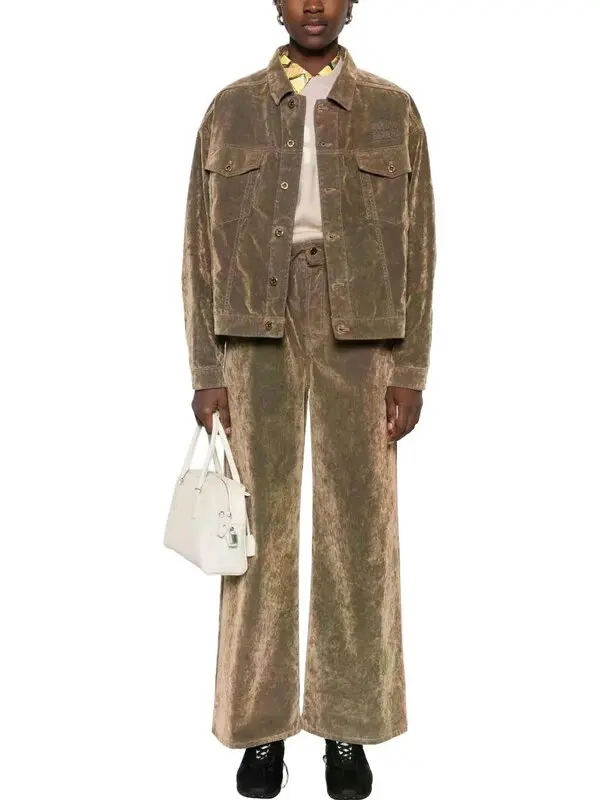 Miu Miu Wide Leg Velvet Trousers - Brown