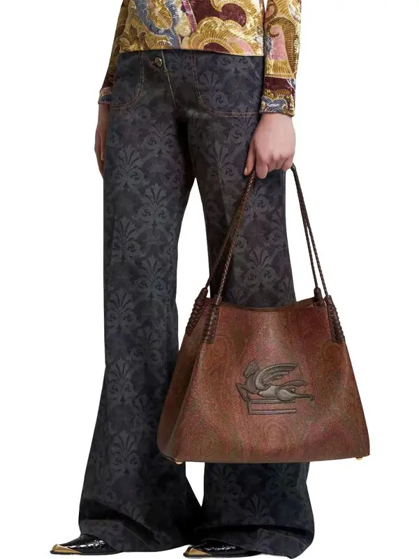 Etro Paisley Logo Shoulder Bag - Brown