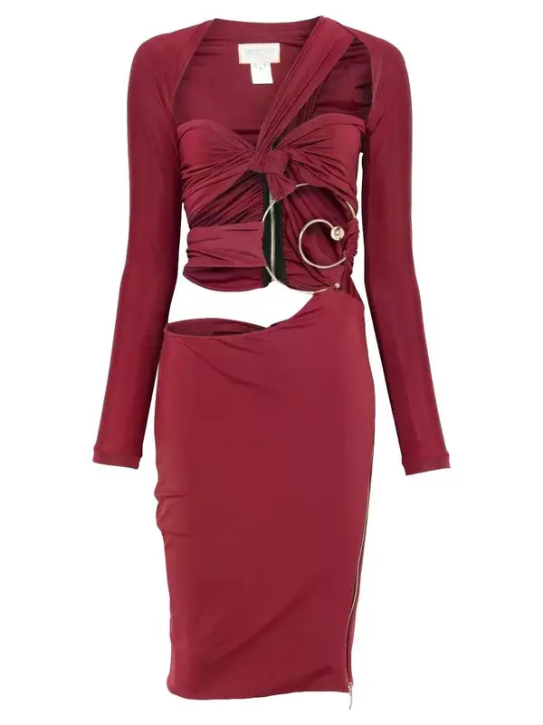 MITILIANE COUTURE Cut-out Detail Knotted Midi Dress - Red