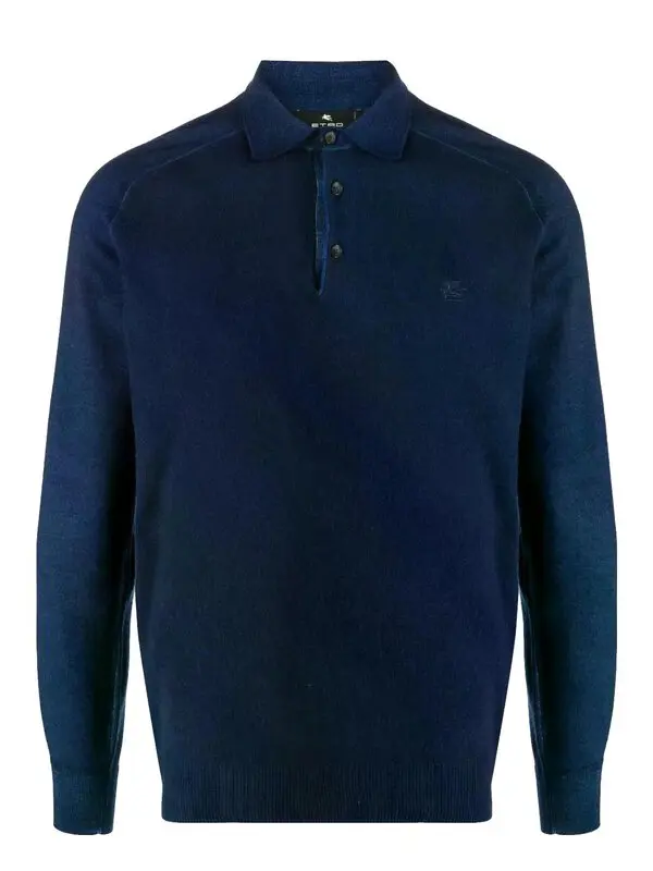 Etro Logo-embroidered Knitted Polo Shirt - Blue