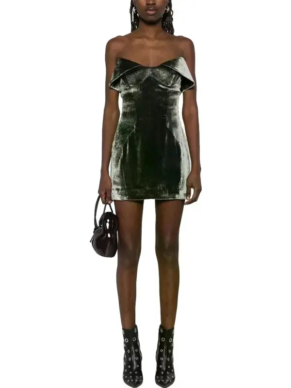 MUGLER Velvet Bustier Mini Dress - Grey
