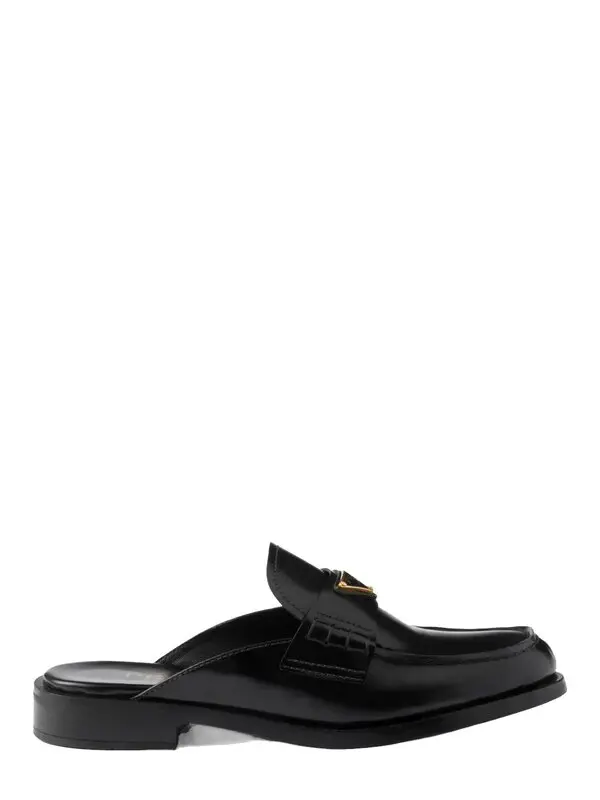 Prada Brushed Leather Mules - Black