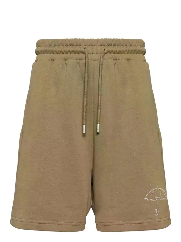 FLANEUR Logo Detail Cotton Shorts - Brown
