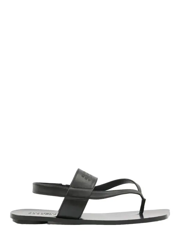 MAISON MARGIELA Leather Logo Debossed Sandals - Black