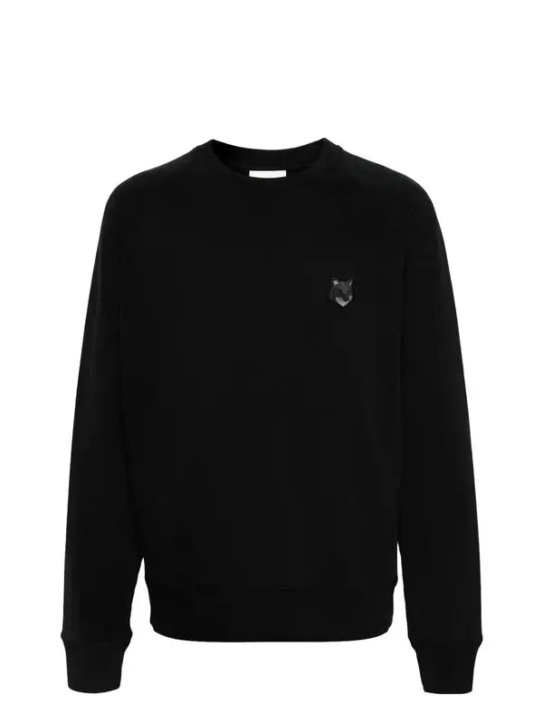 Maison Kitsuné Fox-patch Cotton Sweatshirt - Black