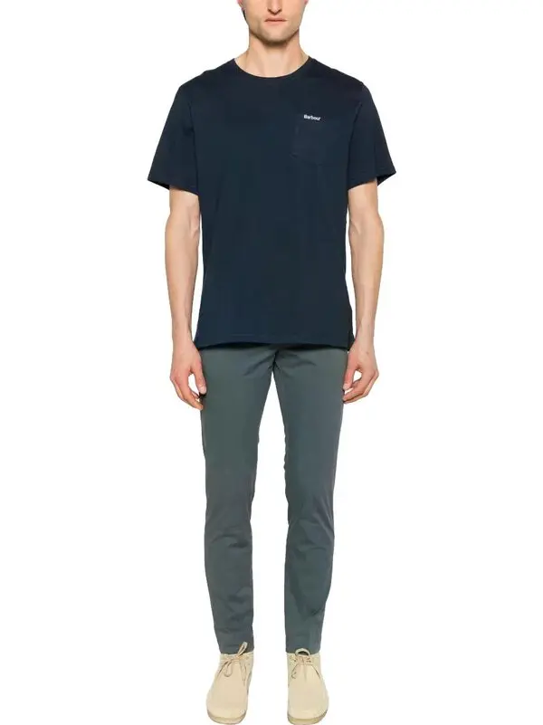 Barbour Logo-embroidered Cotton T-shirt - Blue