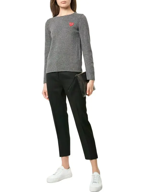 Play Comme Des Garcon Wool Heart Appliqué Sweater - Grey