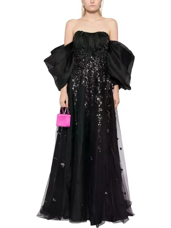 SAIID KOBEISY Embellished Organza Gown - Black