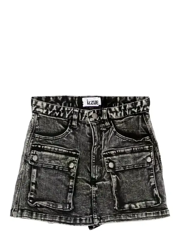 Izzue Denim Skort With Flap Pockets - Black