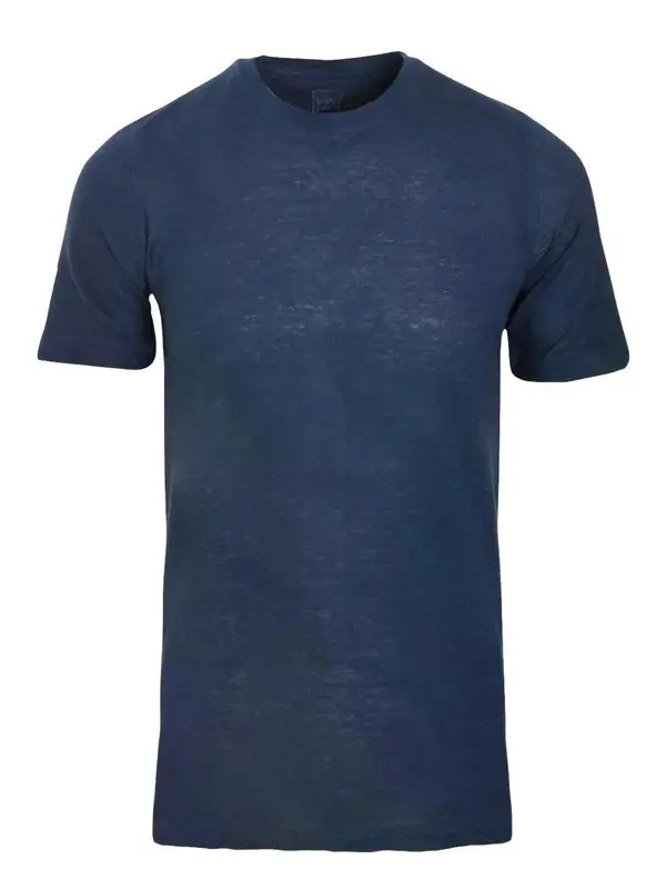 120% Lino Mélange-effect Crew-neck T-shirt - Blue