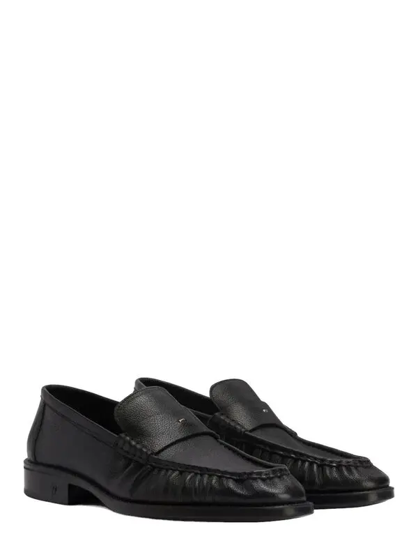GIUSEPPE ZANOTTI Almond-toe Leather Loafers - Black
