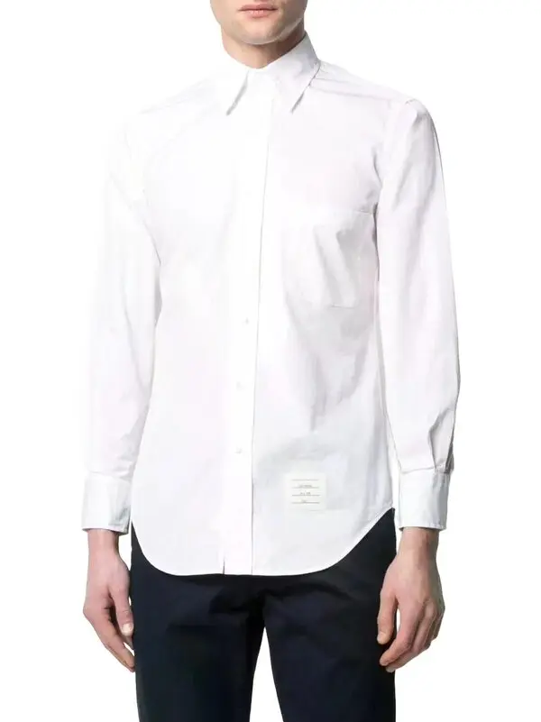Thom Browne Button-down Rwb Detail Shirt - White