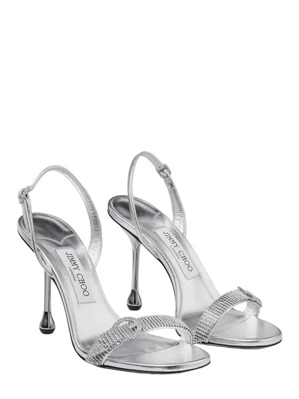 JIMMY CHOO 95mm Tabatha Crystal Embellished Sandals - Silver
