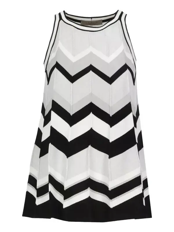 D.exterior Plissé Zigzag Print Tank Top - Silver