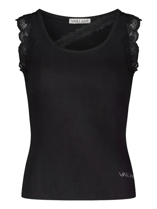 VAILLANT Lace-trim Ribbed Tank Top - Black