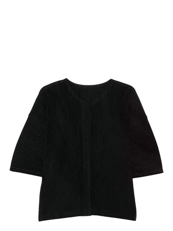 Issey Miyake Pleated V-neck T-shirt - Black