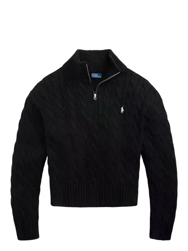 Polo Ralph Lauren Cable-knit Quarter-zip Sweater - Black