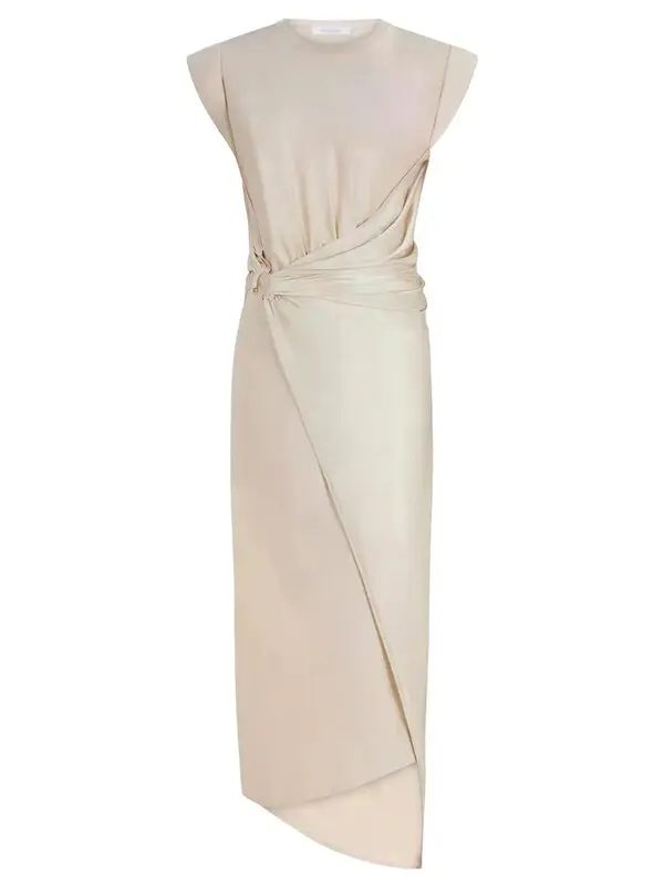Rabanne Gathered-detail Draped Midi Dress - Neutrals