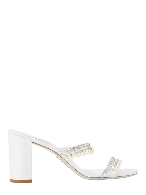 Rene Caovilla Embellished Chandelier Mules - Silver