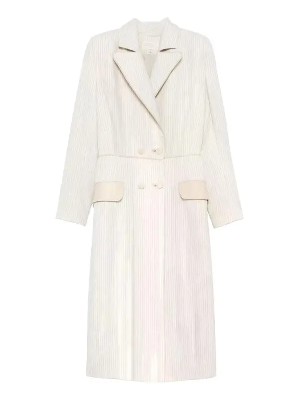 MITILIANE COUTURE Pinstriped Trench Coat - Neutrals