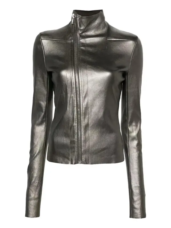 Rick Owens Gary Metallic Leather Jacket - Silver