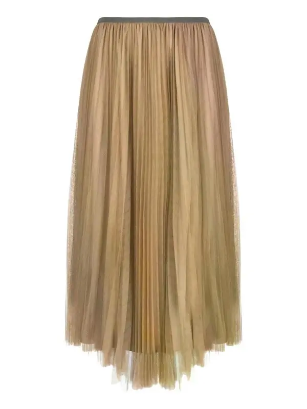 Fabiana Filippi Pleated Tulle Midi Skirt - Brown