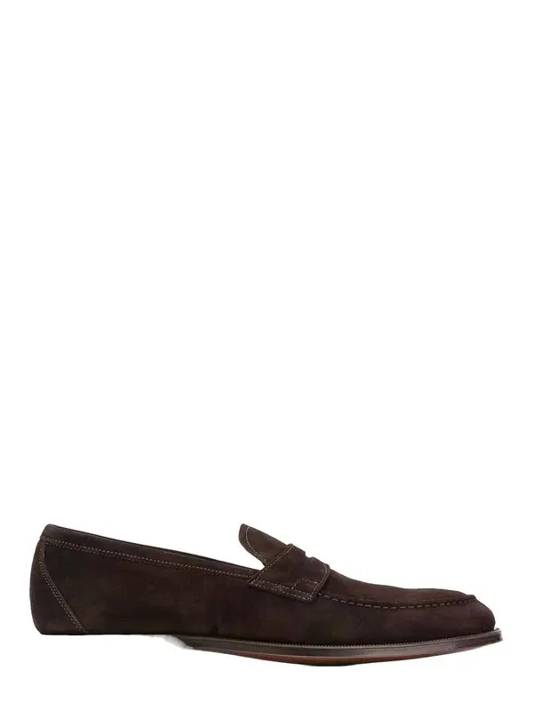 SCAROSSO Penny Loafers In Suede - Brown