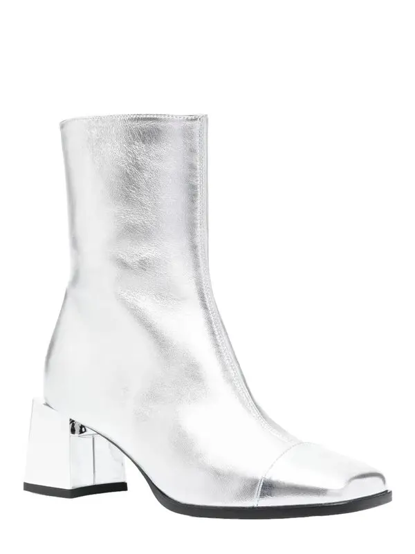 CAREL 60mm Leather Ankle Boots - Silver