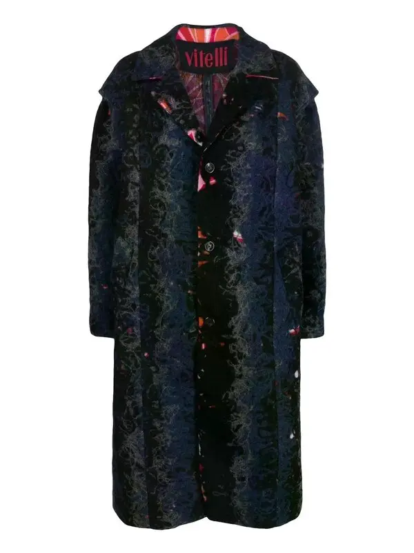 VITELLI Single-breasted Recycled Wool Coat - Black