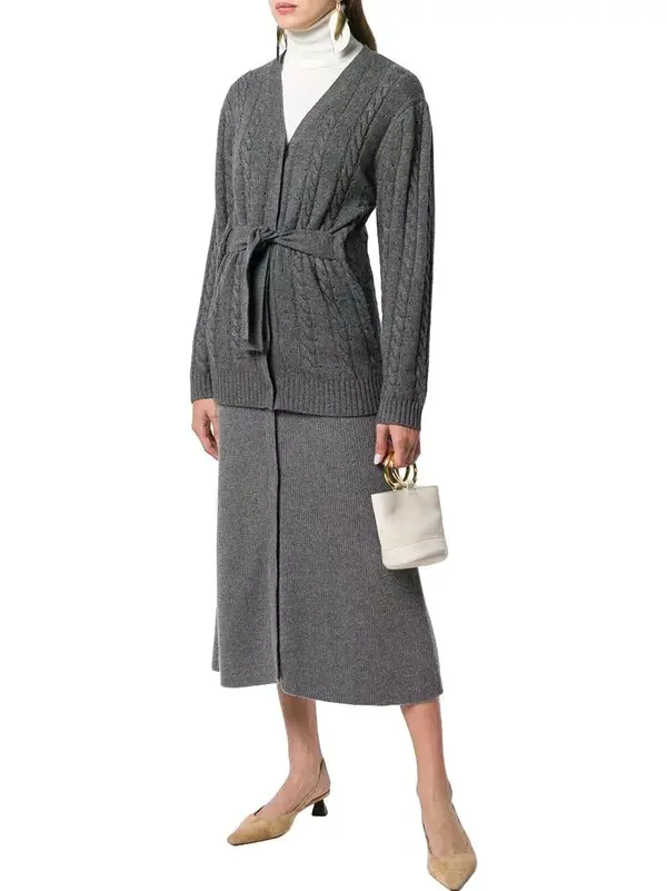 Cashmere In Love Cashmere Blend Cable Knit Cardigan - Grey