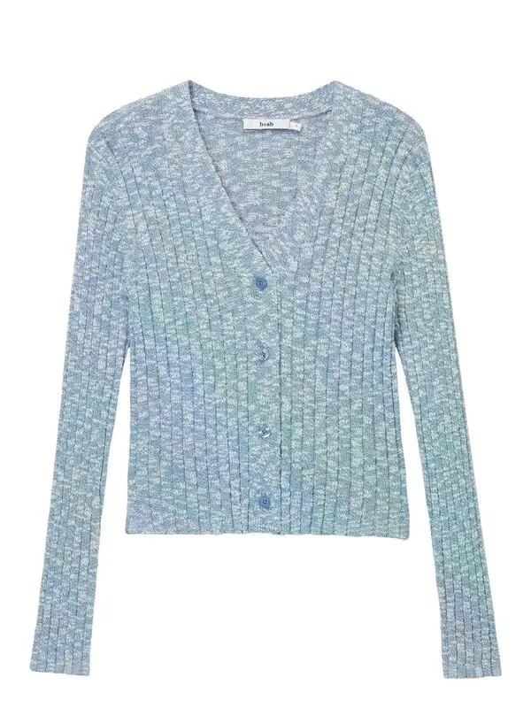 B+AB Wide-ribbed V-neck Cardigan - Blue