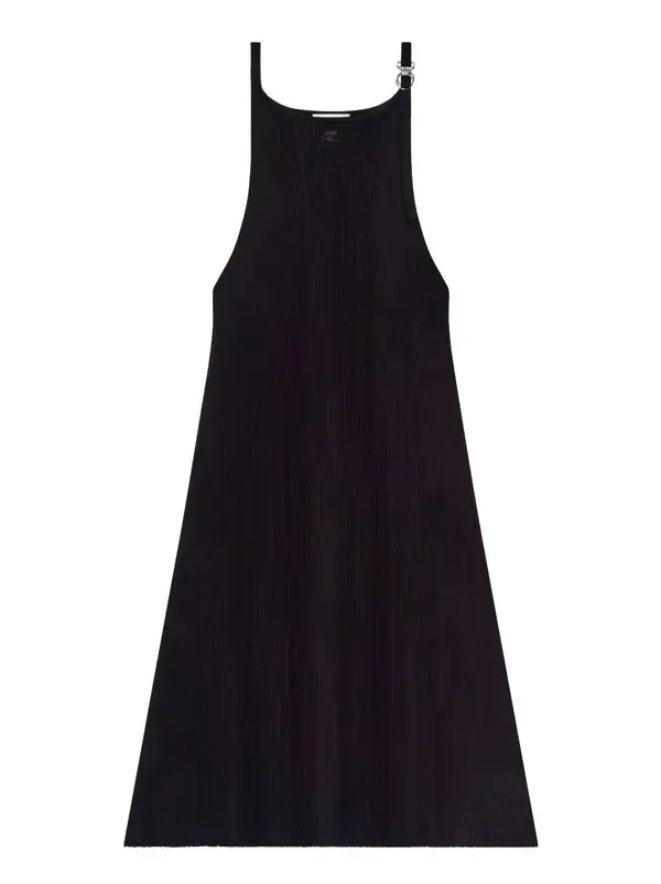 COURREGES Buckle-detail Ribbed Dress - Black