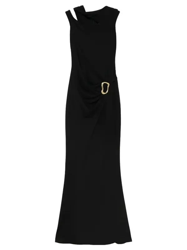 MOOS STUDIO Asymmetric Neck Maxi Dress With Cut-out Detail - Black